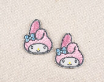 Fluffy My Melody Face Character Iron on Patch Embroidery Decorative ...