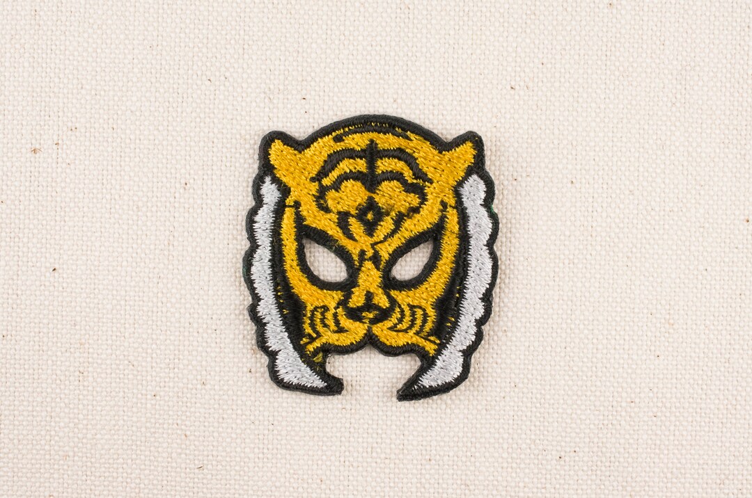 Wrestler Mask Yellow Tiger Iron on Patch Embroidery Decorative Applique ...