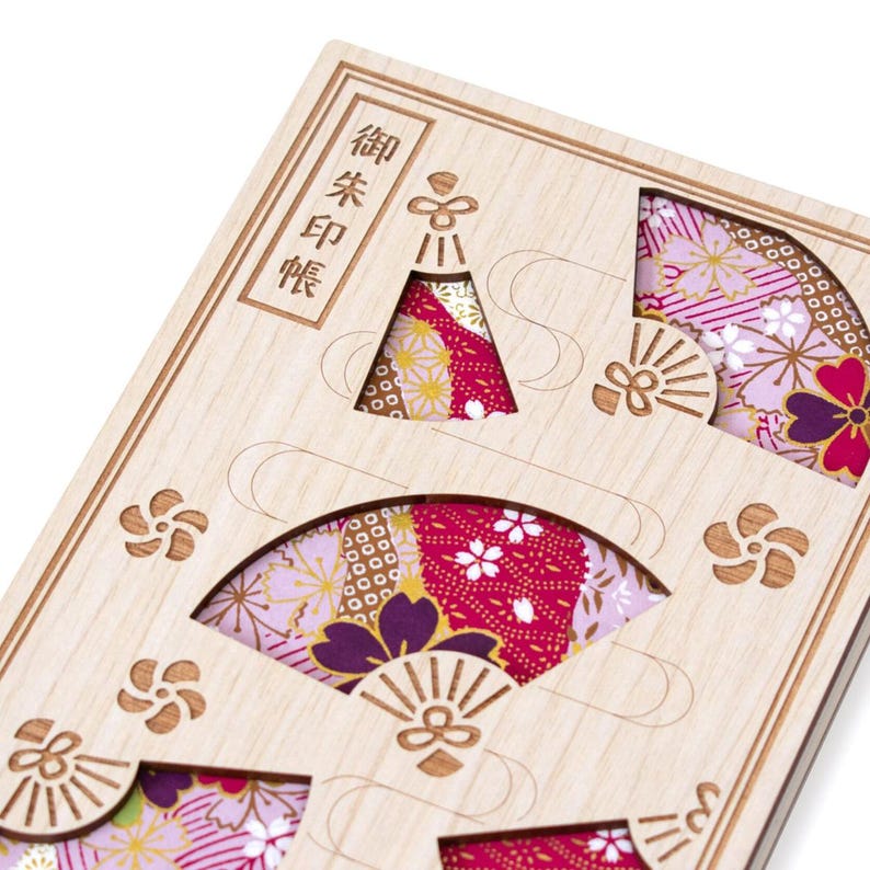 Japanese Stamp Book: Laser-cut Wooden Fan Design, Goshuincho Album - Etsy