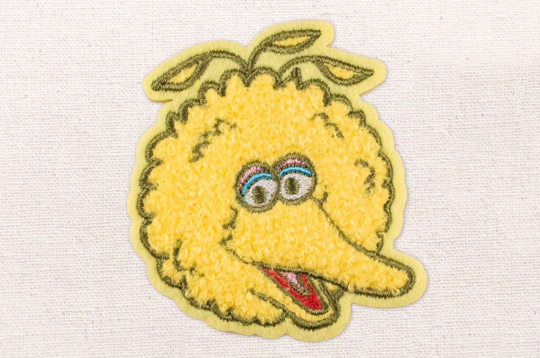 Fluffy Sesame Street Big Bird Face Iron on Patch, Embroidered Applique ...