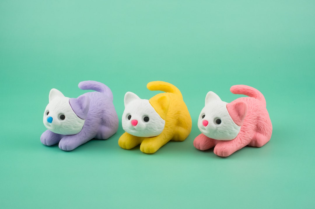 Pastel Color Down Cat Eraser Rubber Stationery Iwako Japan "color ...