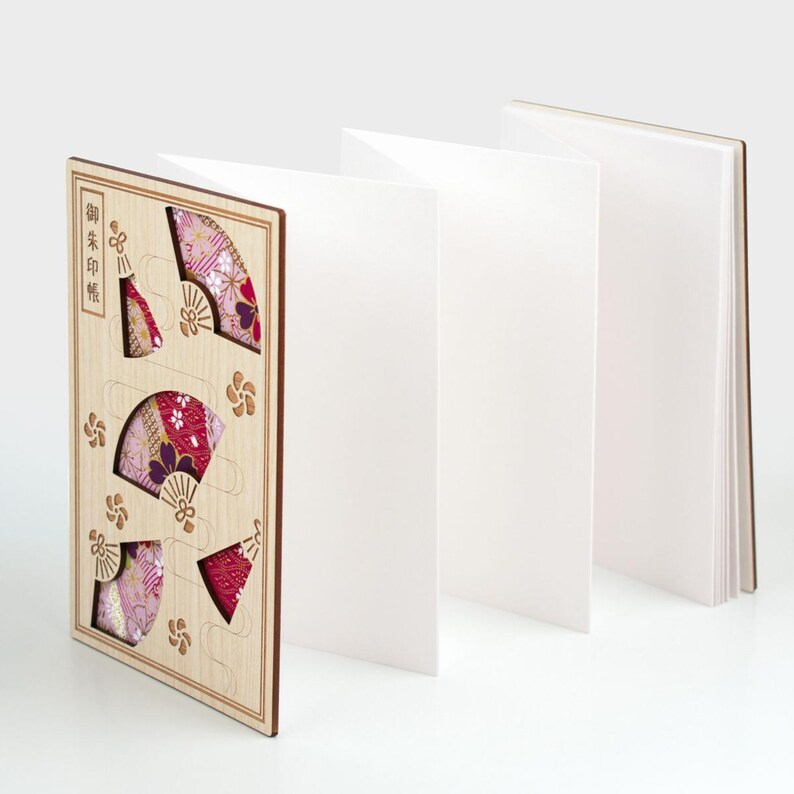 Japanese Stamp Book: Laser-cut Wooden Fan Design, Goshuincho Album - Etsy