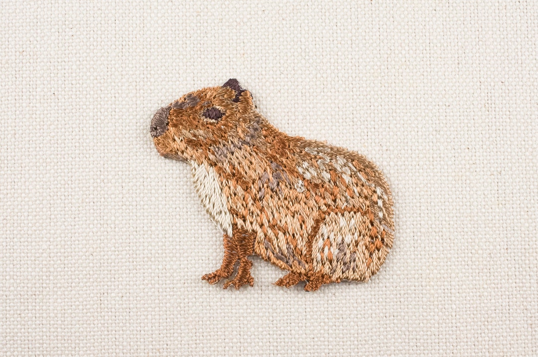 Capybara Iron on Patch Embroidery Decorative Applique DIY Embroidered Badge Animal Bird Emblem ...