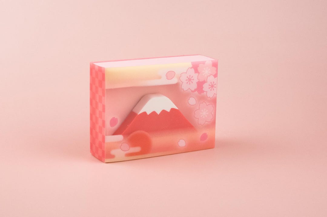 Red Mt. Fuji Sakura Die-cut Eraser Mount Fuji Mountain Cherry Blossoms ...