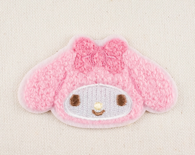 Fluffy My Melody Face Character Iron on Patch Embroidery Decorative Applique DIY Japan Cartoon ...