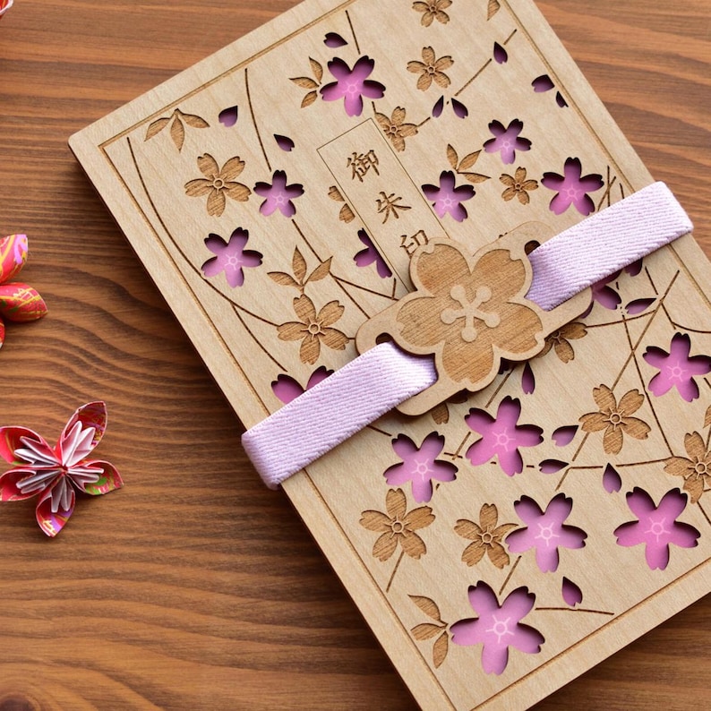 Japanese Stamp Book: Laser-cut Wooden Fan Design, Goshuincho Album - Etsy