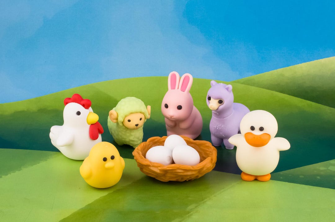 Chicken and Friends Eraser Rubber Iwako Japan Stationery Blister ...
