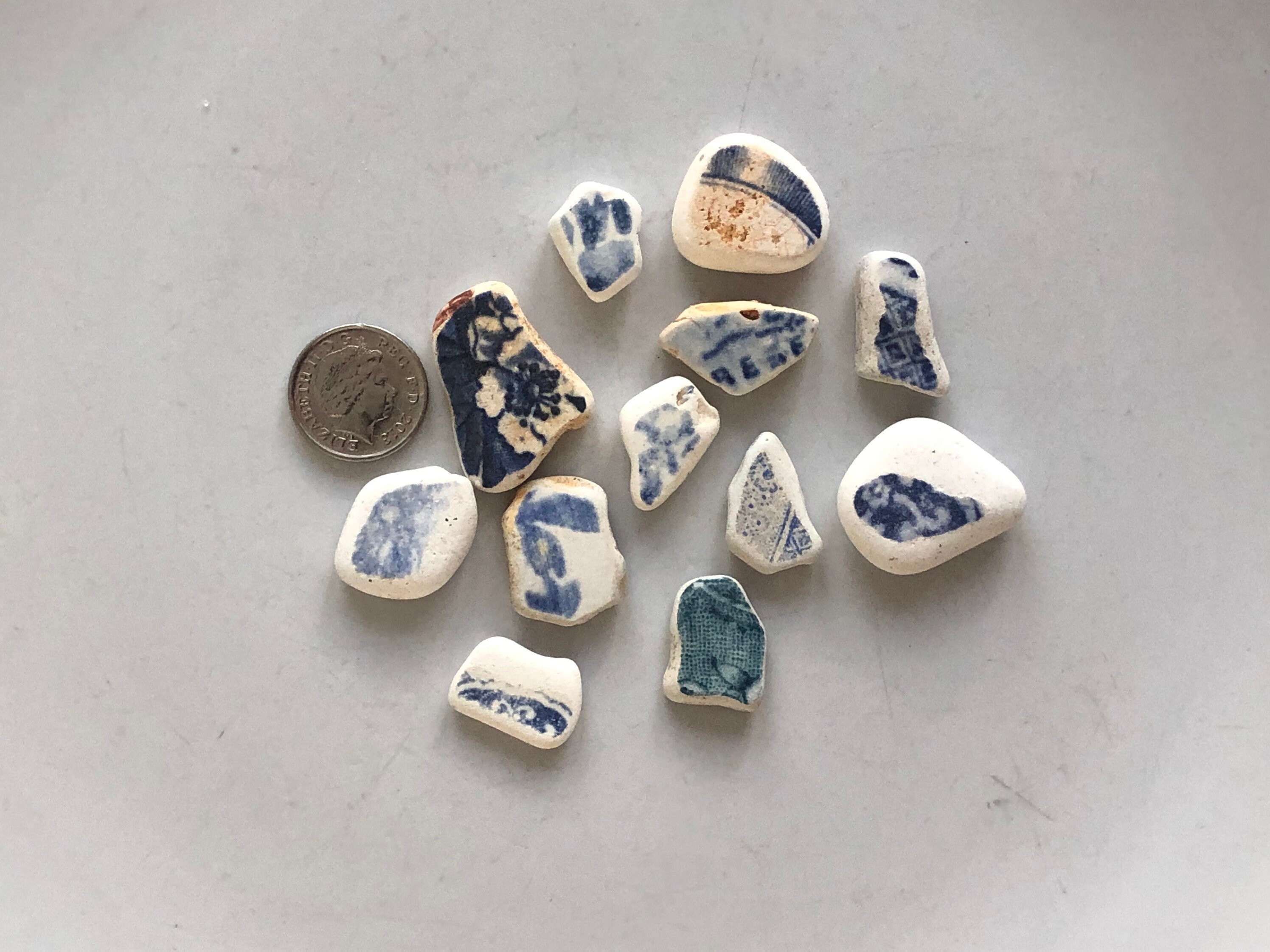 Blue and White Patterned Seaham Sea Pottery - Etsy