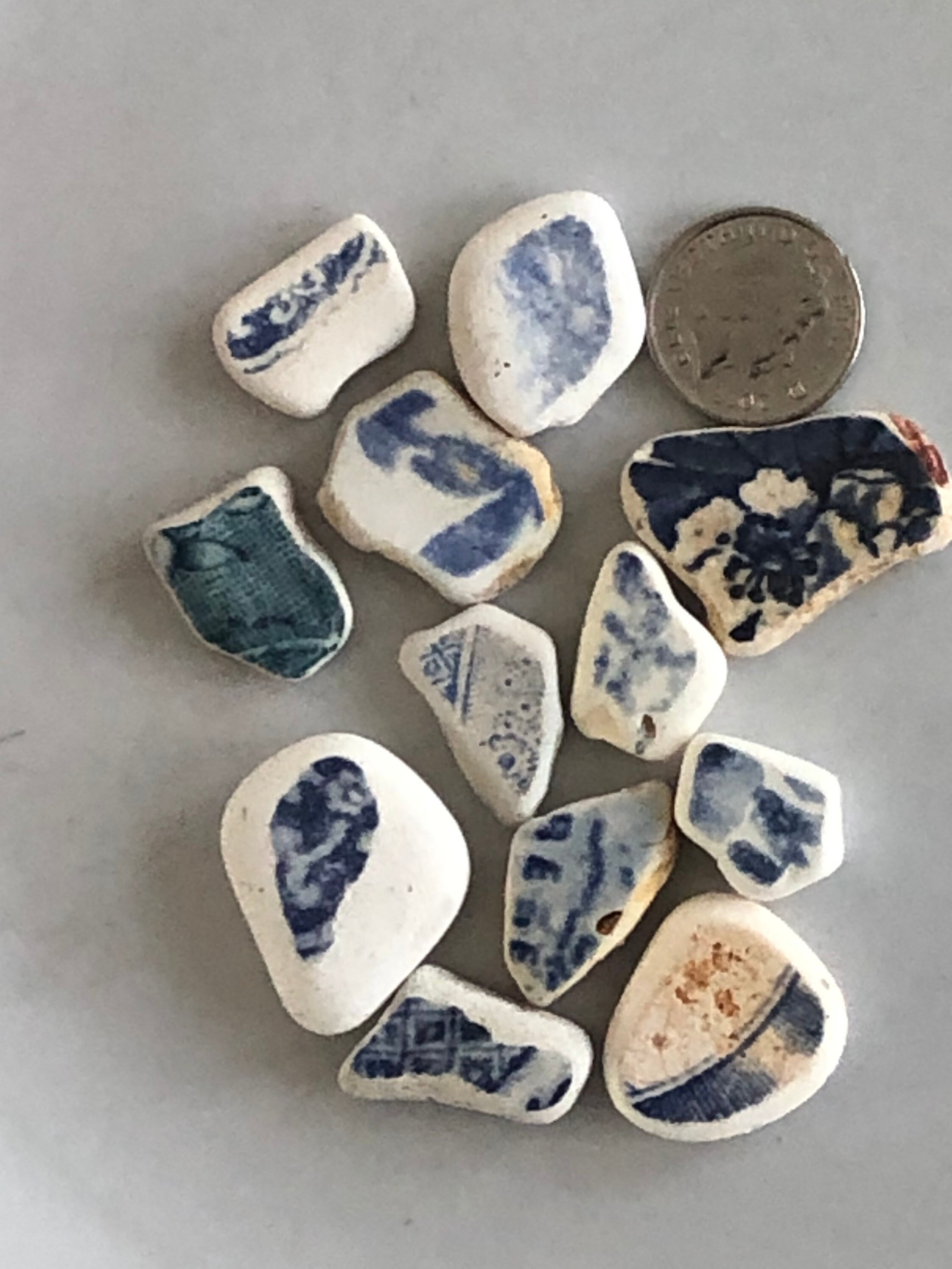Blue and White Patterned Seaham Sea Pottery - Etsy