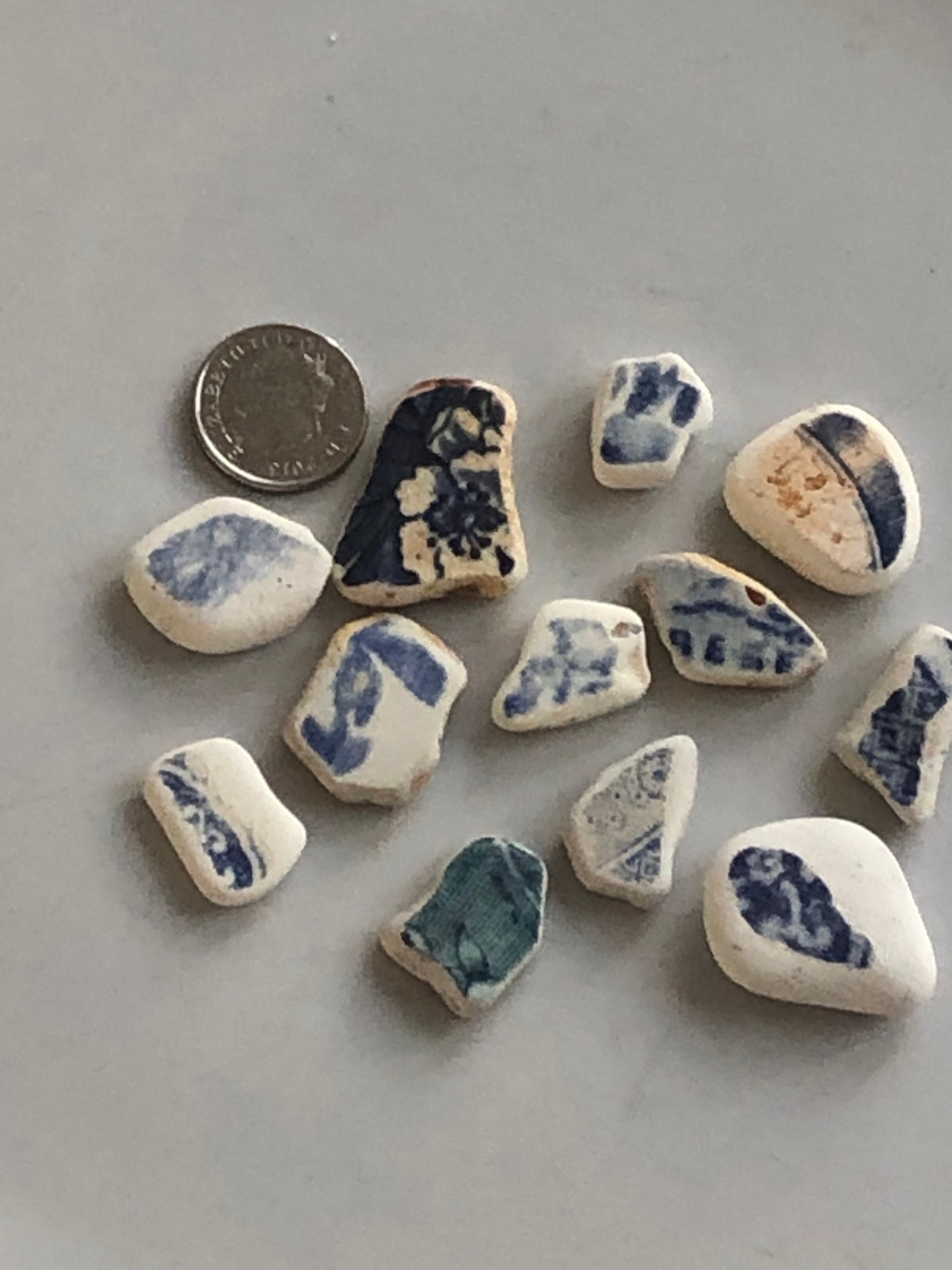 Blue and White Patterned Seaham Sea Pottery - Etsy