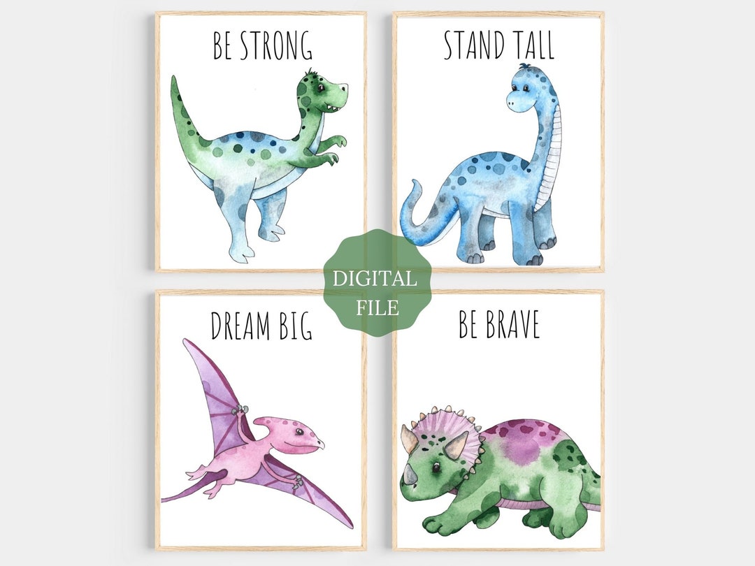 Toddler Wall Art,dinosaurs Print, Set of 4, Educational Prints, Boys ...
