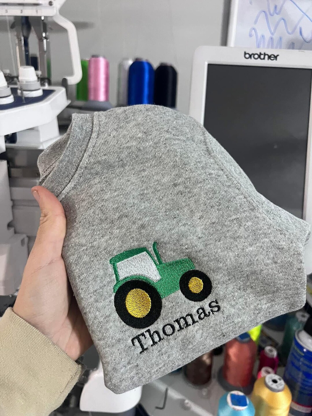 Personalized Embroidered Kids Tractor Sweatshirt | Custom Tractor ...