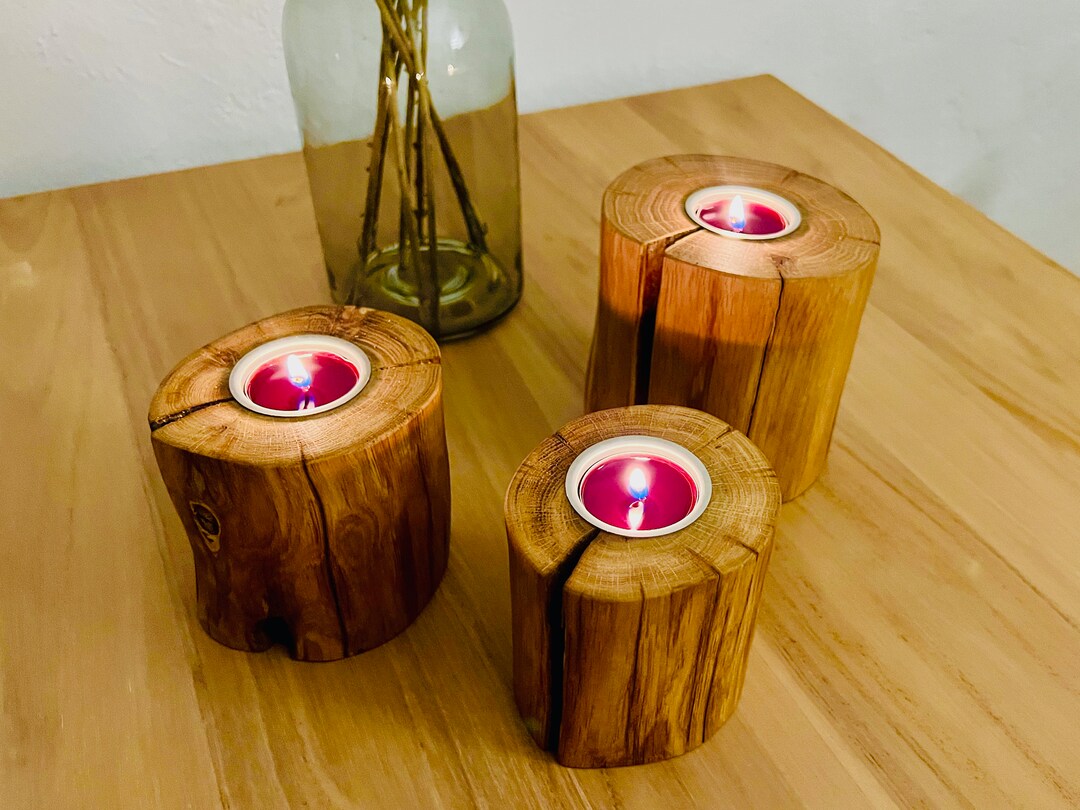 Set of Candlesticks BEO solid Wood, Oak - Etsy UK