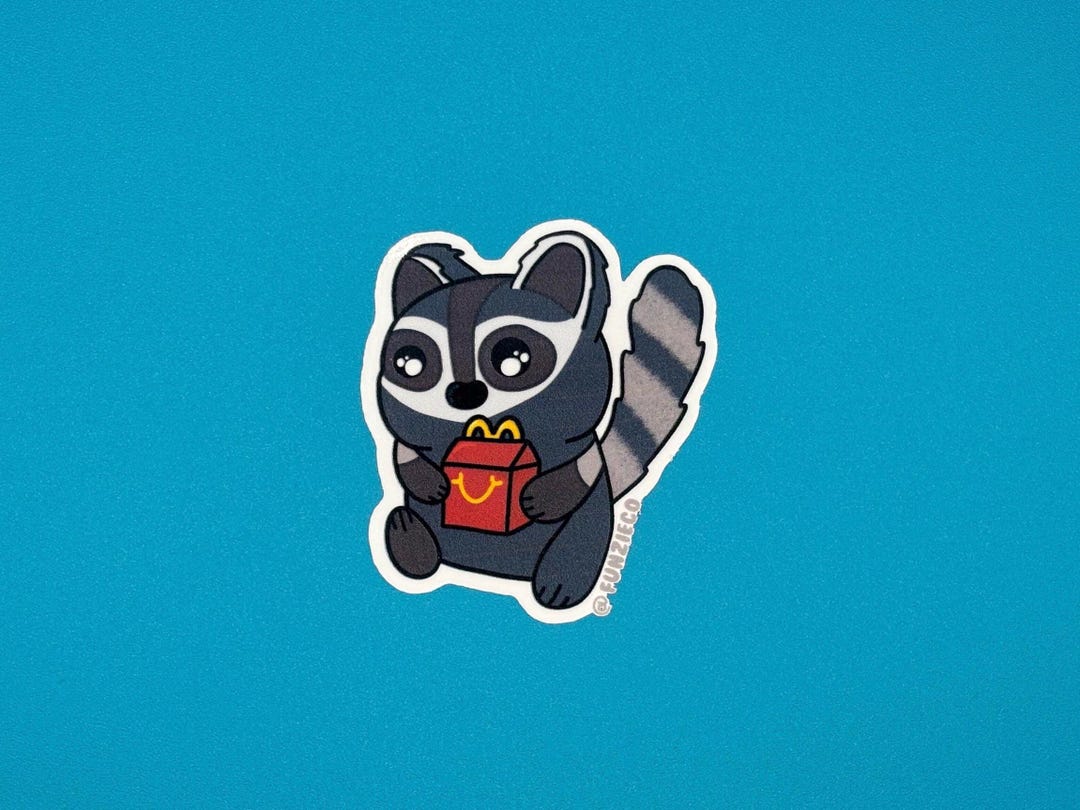 Raccoon W/ Happy Meal Sticker - DISHWASHER SAFE! - Etsy