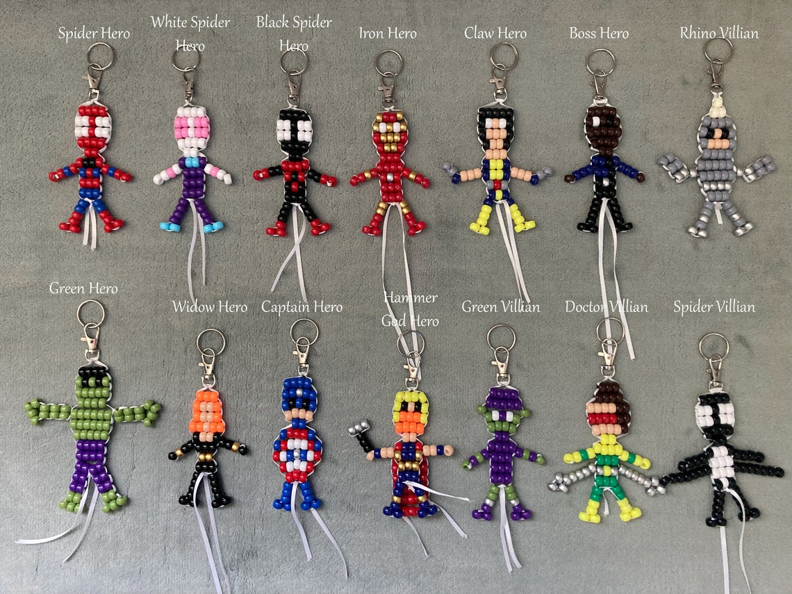 Superheroes Beaded Keychain - Etsy
