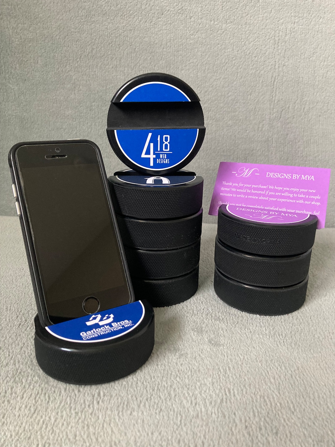 Customized Hockey Puck Phone Stand Tablet Stand Business Card Stand ...