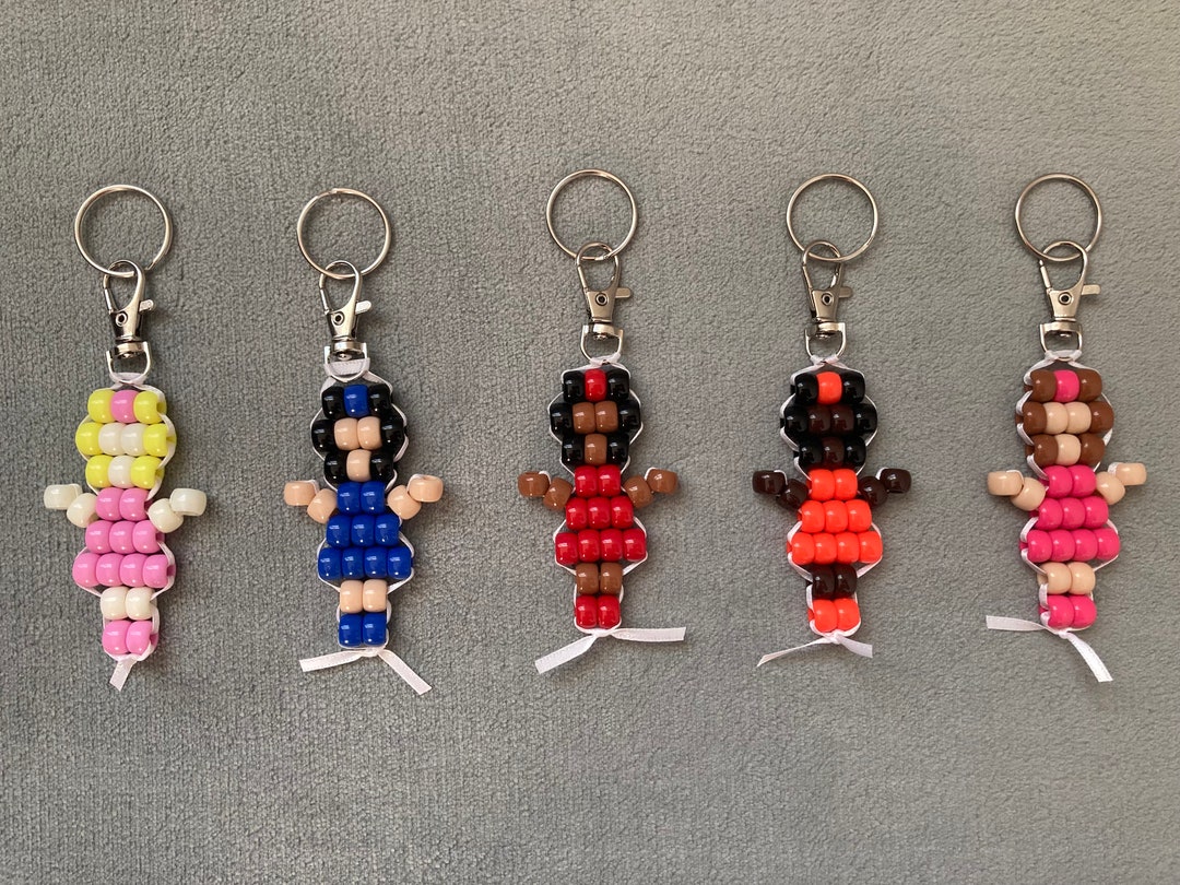 Custom Beaded Girl Keychain - Etsy