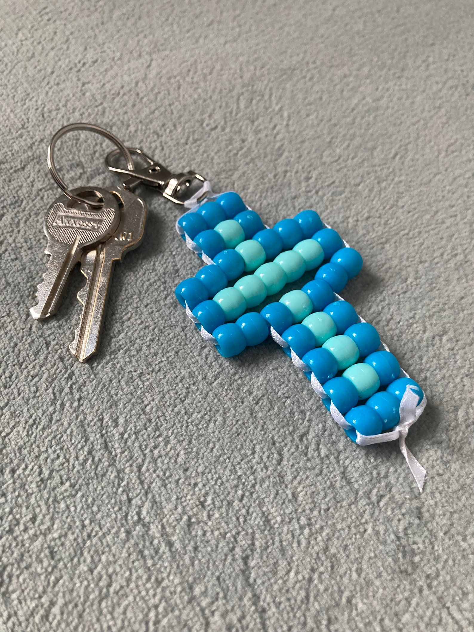 Custom Bead Cross Keychain - Etsy
