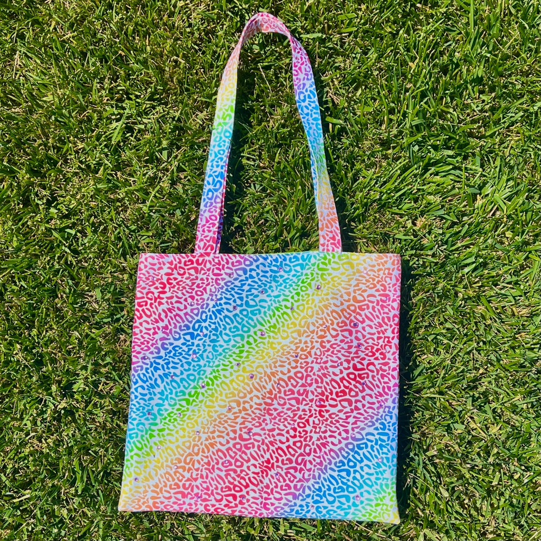 Badazzled Rainbow Cheetah Lisa Frank Inspired Tote Bag Spring and ...