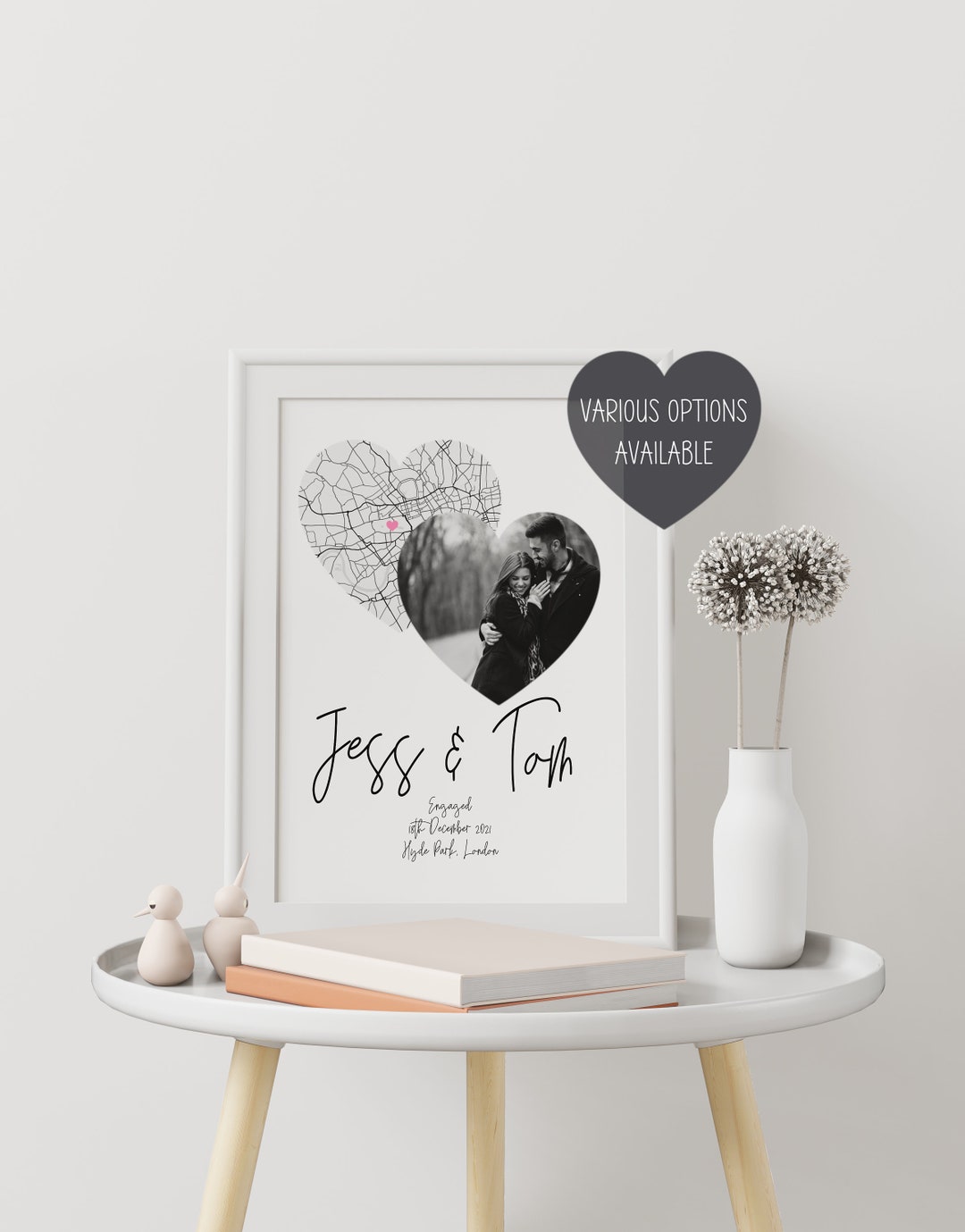 Personalized Engagement Map Print, Personalised Engagement Print ...