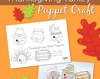 Printable Turkey Puppet Coloring Activity | Fun Kids Craft for ...