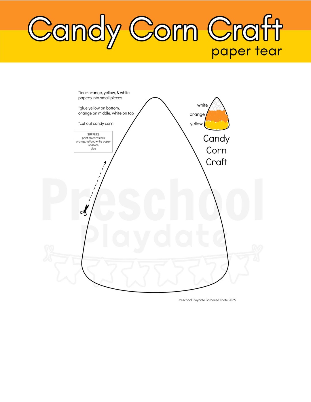 Candy Corn Paper Tear Craft Preschool - Etsy