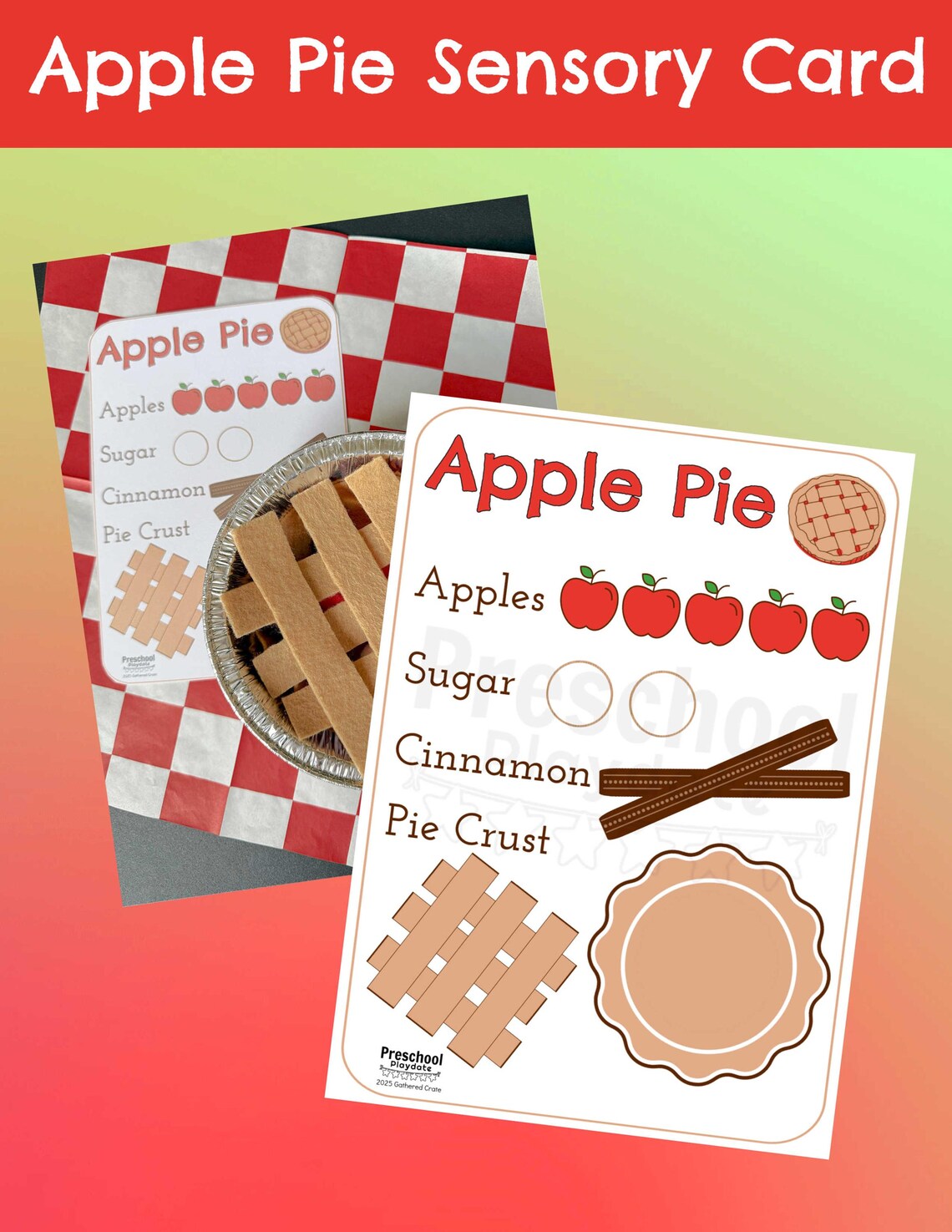 Apple Pie Sensory Play Card - Etsy