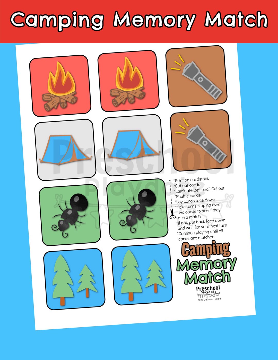 Preschool Camping Memory Match - Etsy