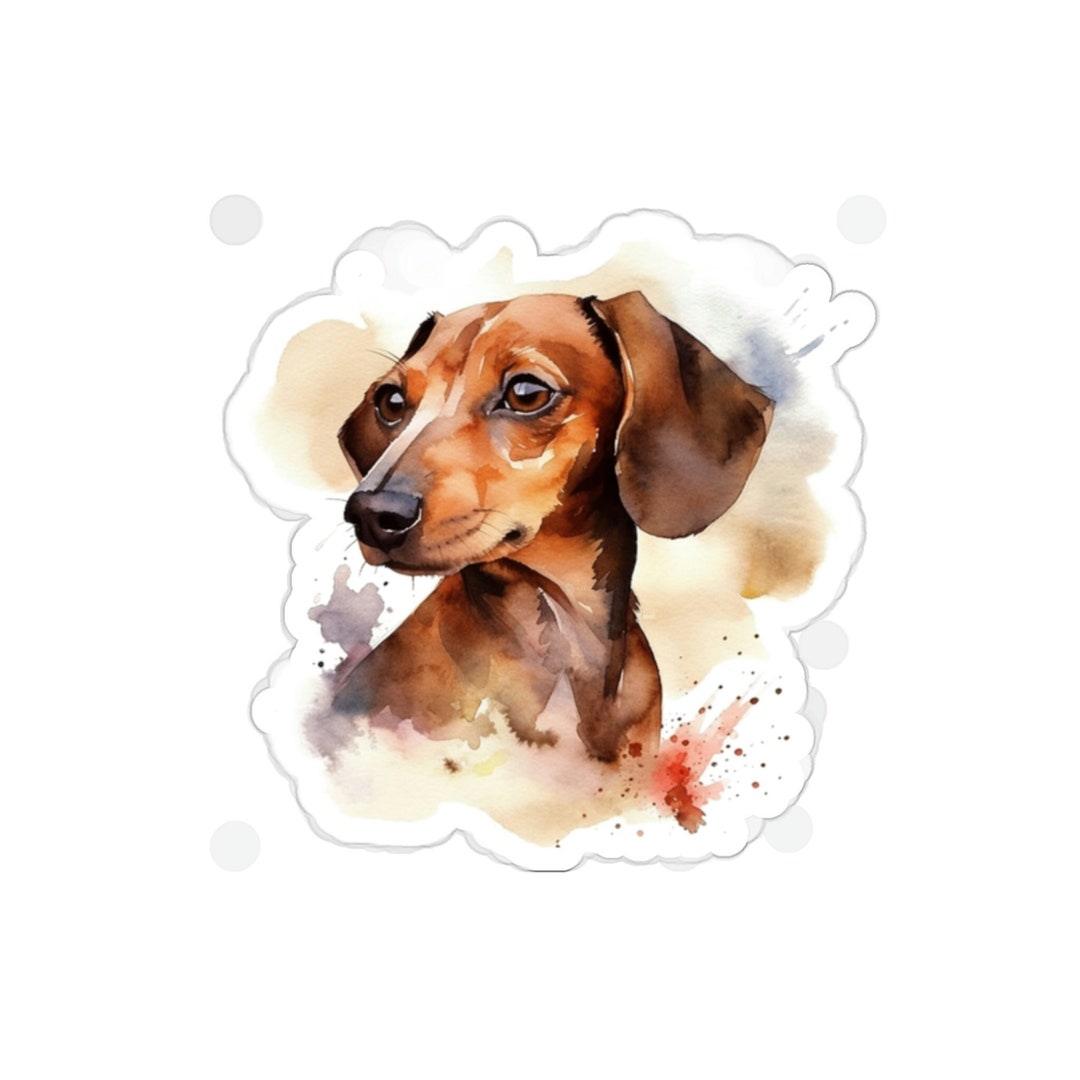 Watercolor Dachshund Stickers | Custom Die-cut Sticker | Happy Art ...