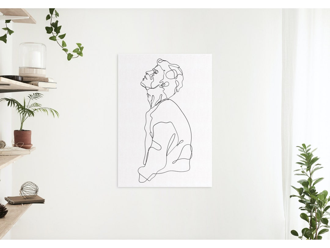 One Line Art Man / Male Body Outline Sketch / Abstract Nude - Etsy México