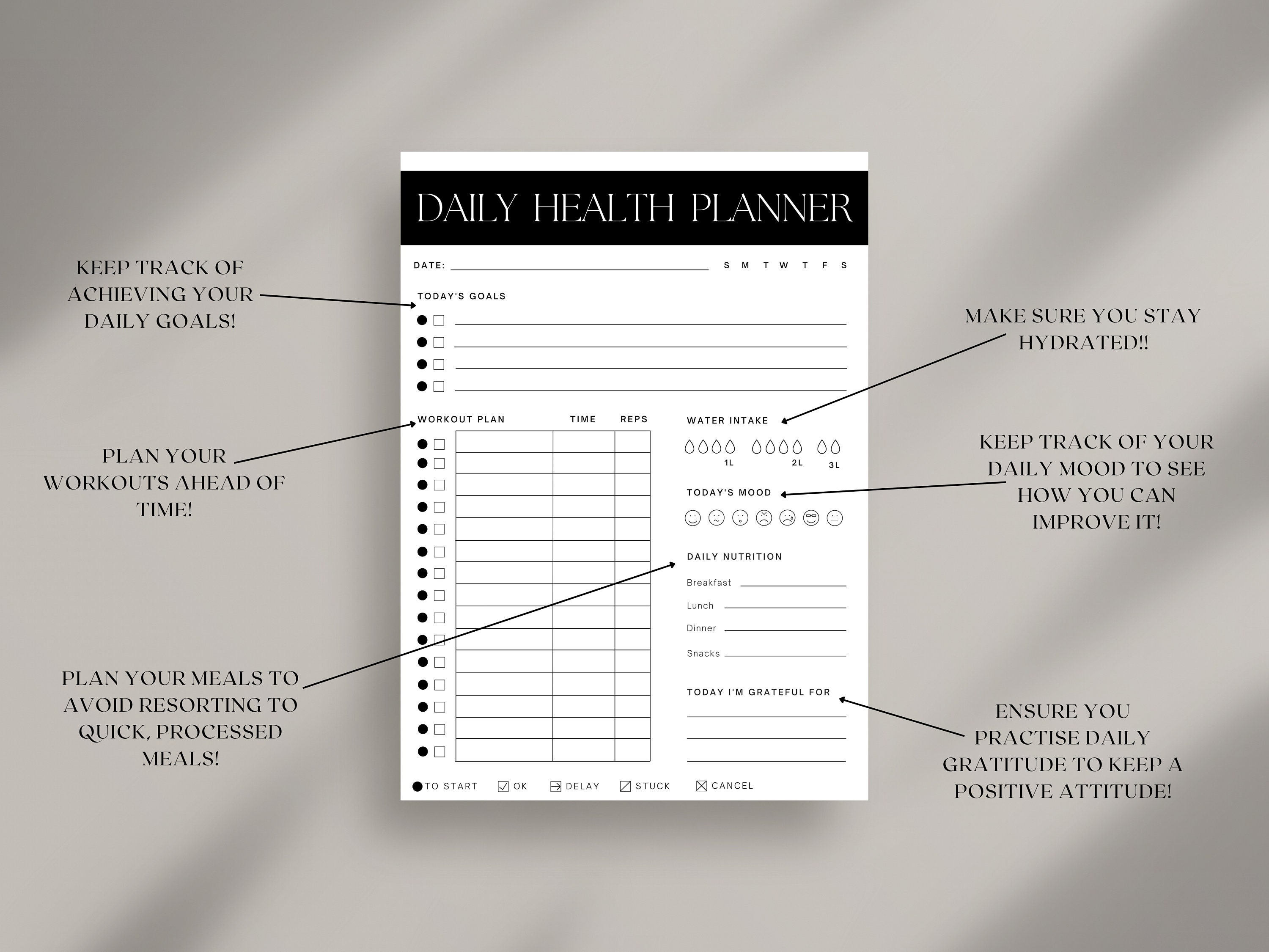 Daily Health Planner Printable Planner A4 Planner Health - Etsy