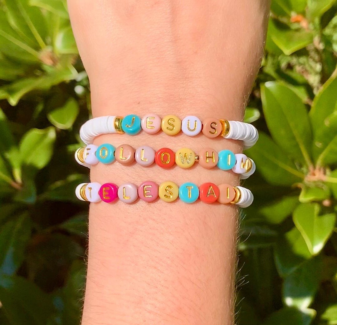 CUSTOM WORD Heishi Beaded Christian Friendship Bracelet -wwjd Hwlf ...