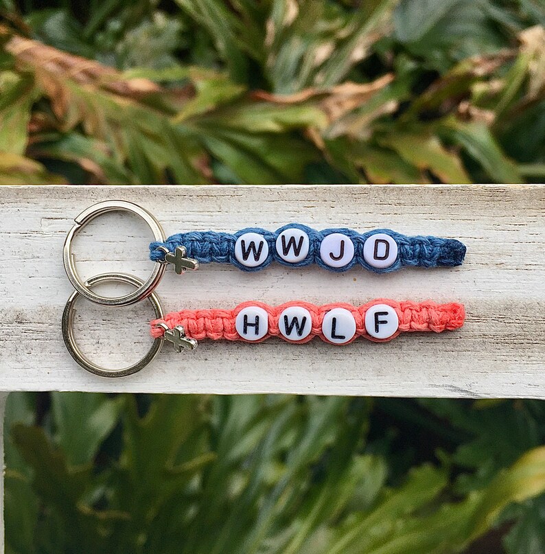 60+ Colors WWJD / HWLF Keychain With Cross Charm- Organic ...