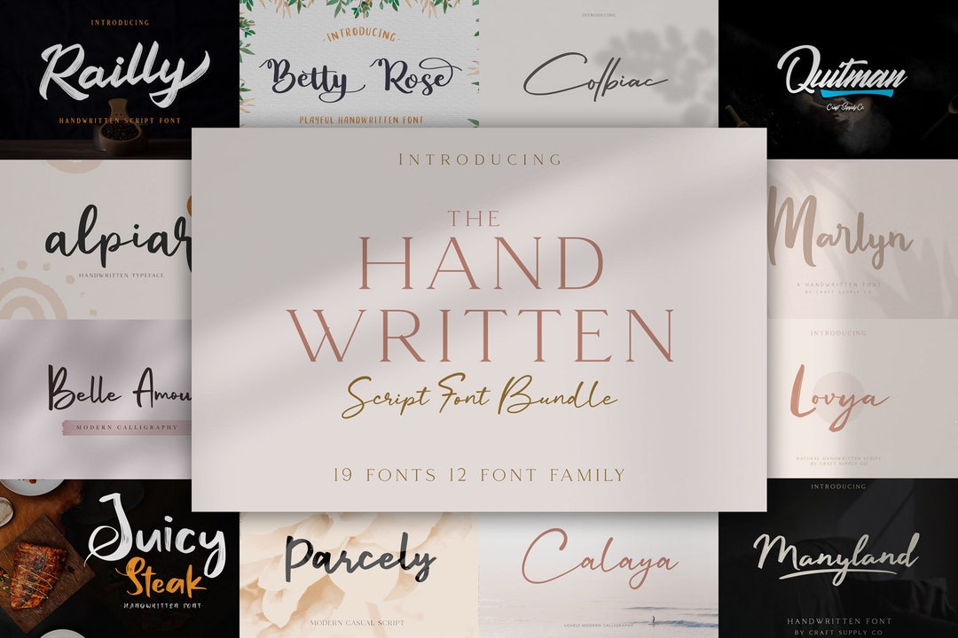 Handwritten Script Font Bundle Cricut Font, Silhouette Font, Canva Font ...