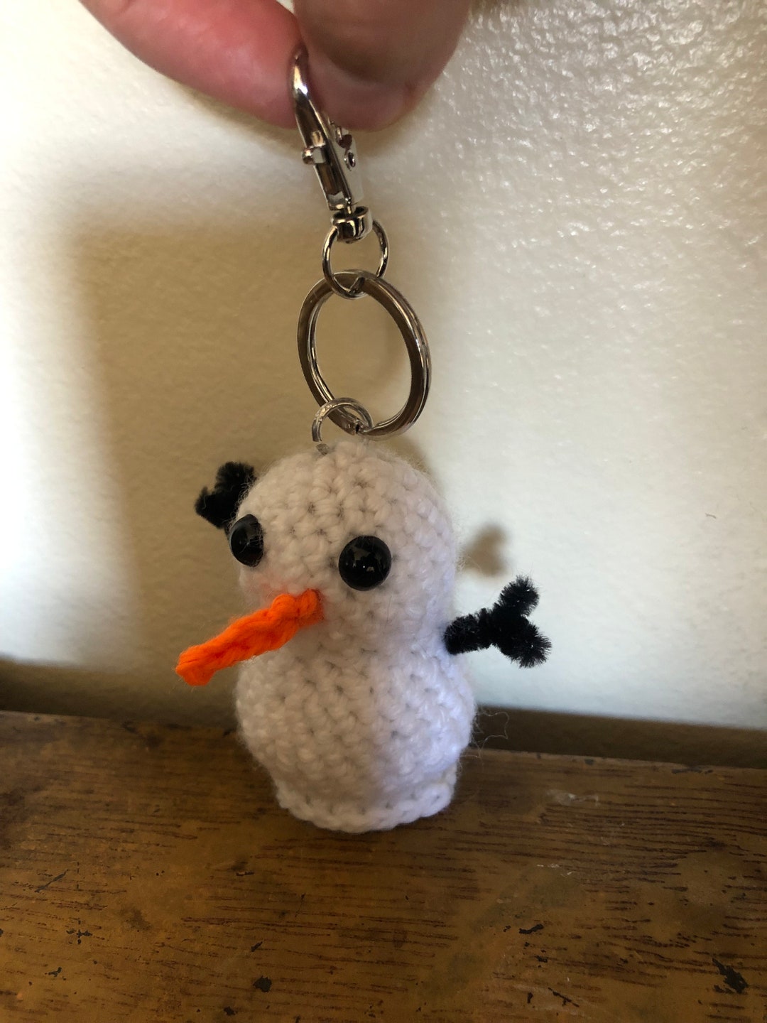Homemade Crochet Melting Snowman Keychain - Etsy