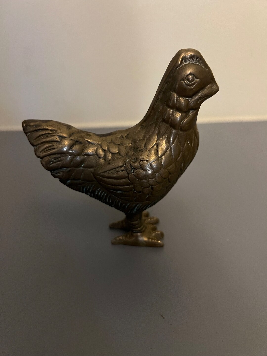 Vintage Brass Chicken Figurine - Etsy