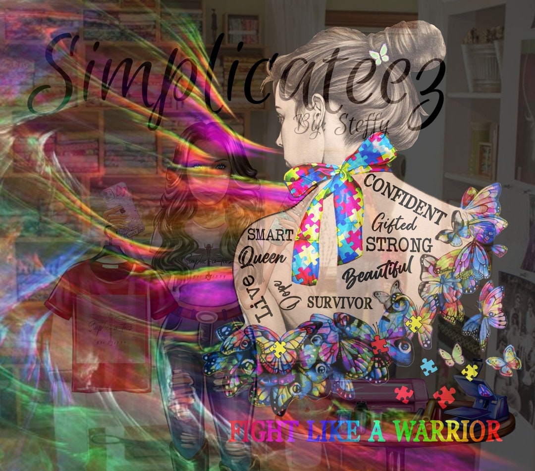 Autism Fight Like A Warrior 20oz Skinny Tumbler Non Tapered Digital ...