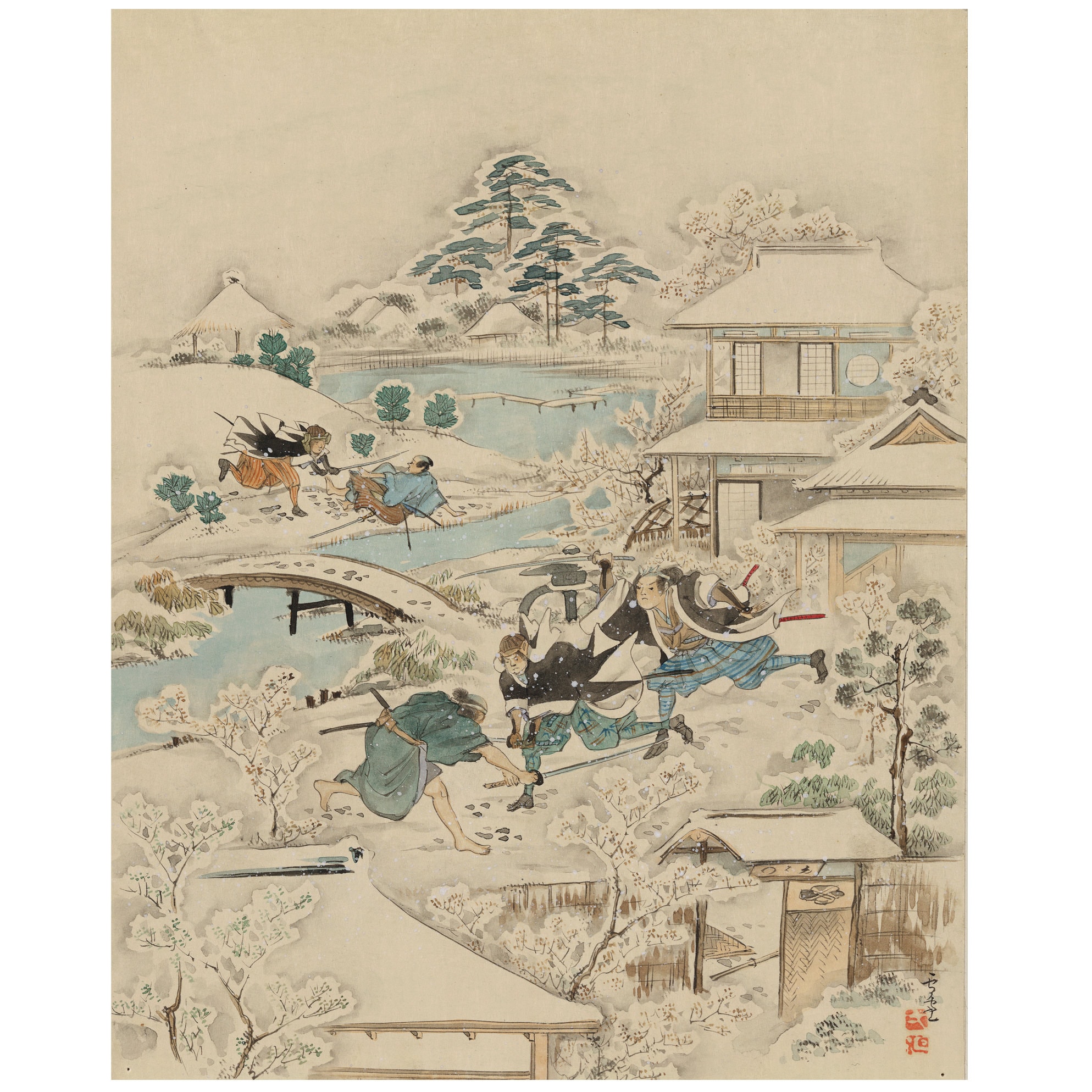 Japanese Samurai Battle Drawing