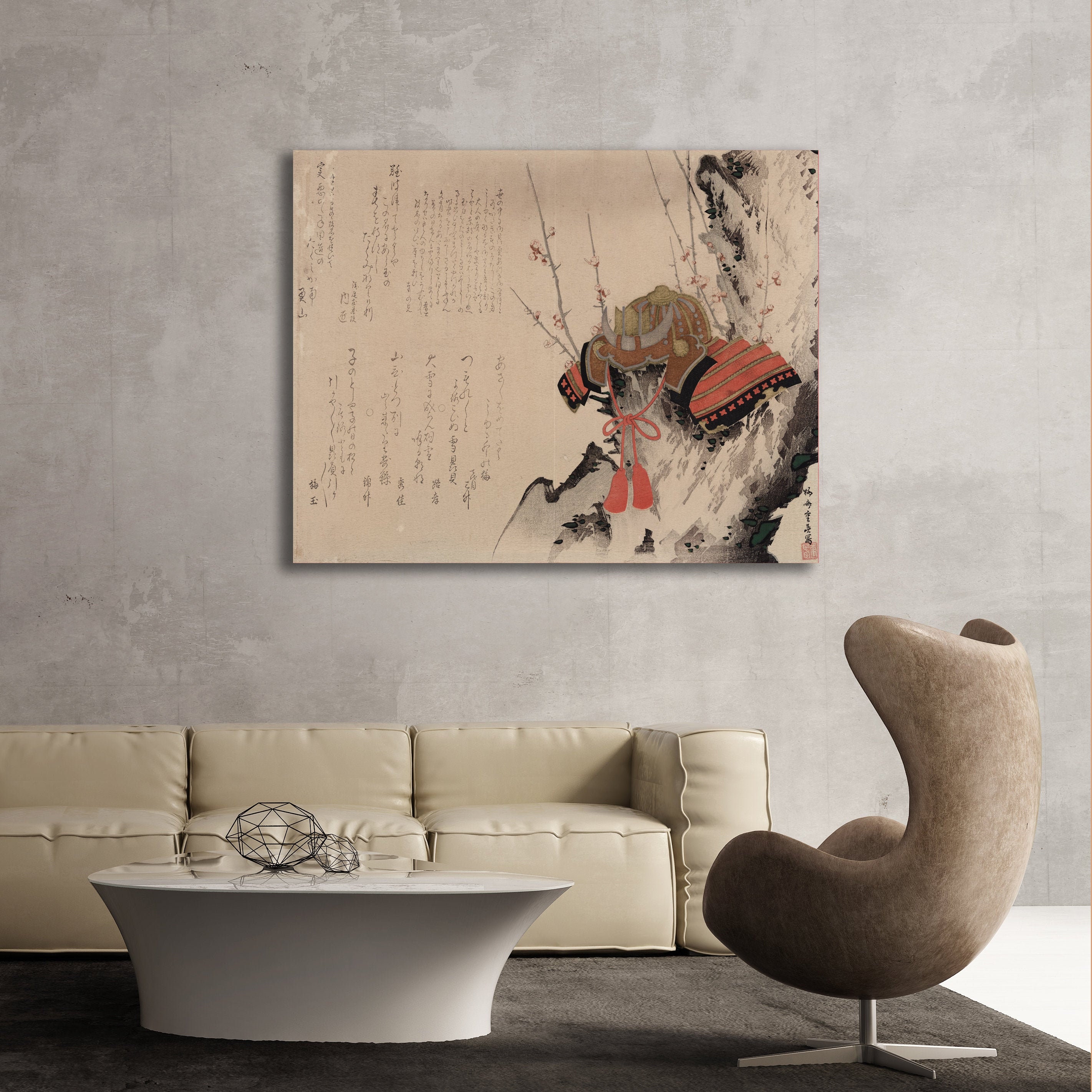 Old Japanese Samurai Paining With Japanese Writing Printed on | Etsy