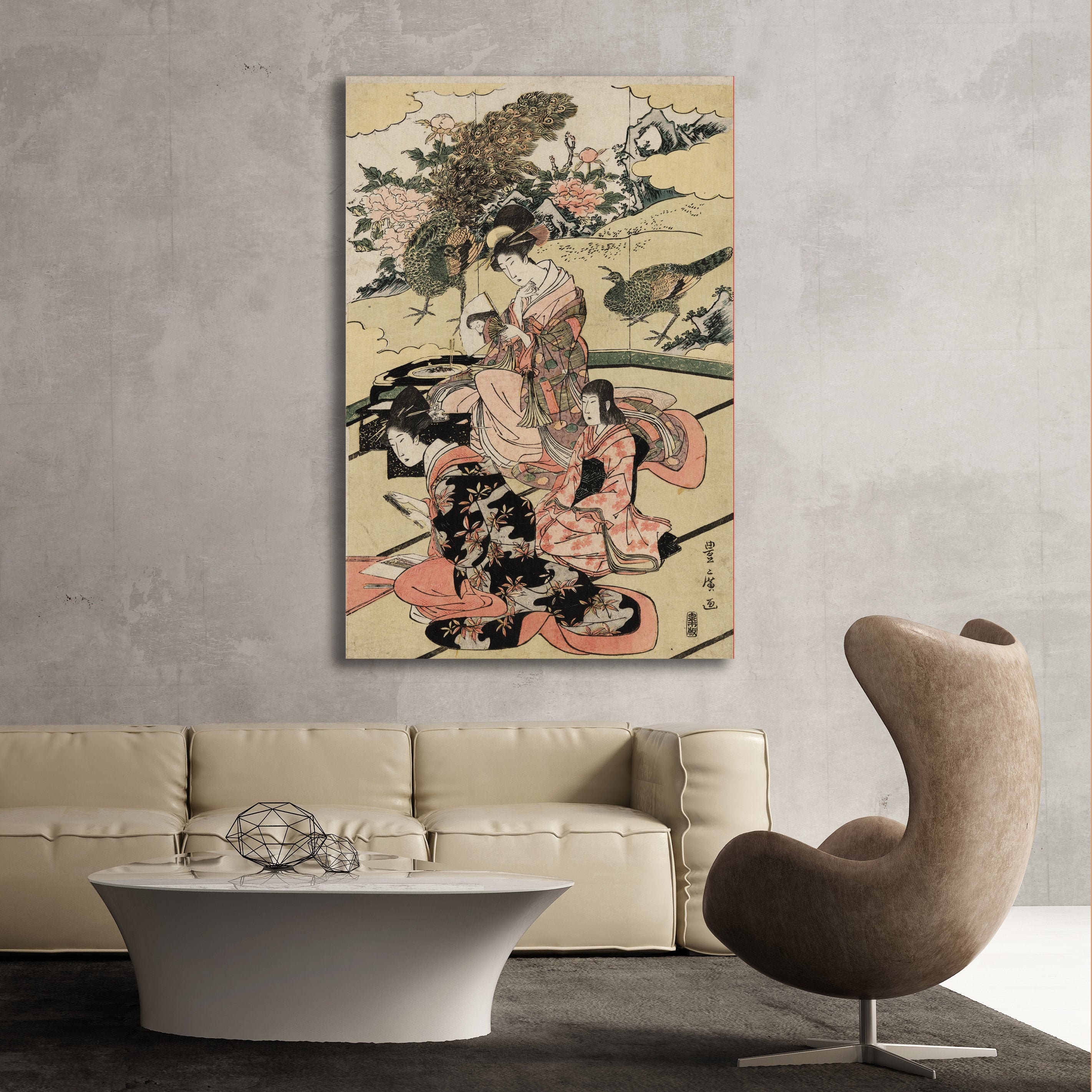 Antique Asian Old Japanese Painting of Three Geishas and | Etsy