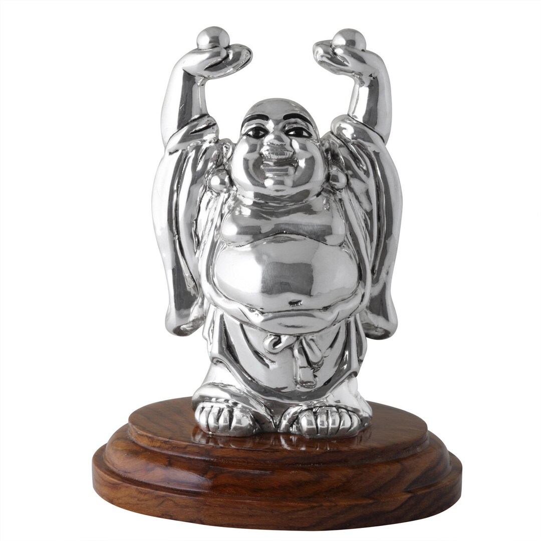 Pure Silver Laughing Buddha Statue: Feng Shui Home Decor - Etsy