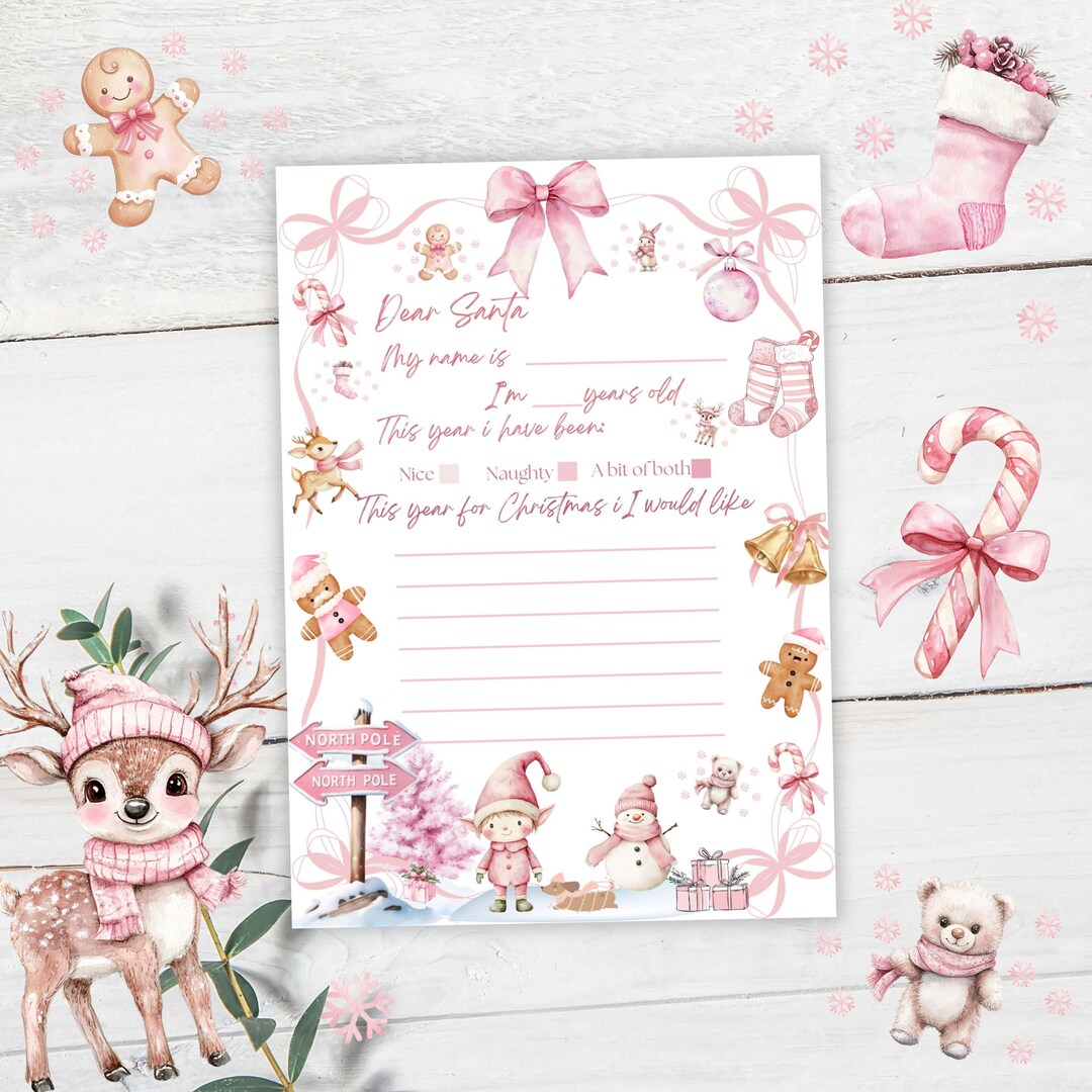 EDITABLE Christmas Wish List Printable, Printable Letter to Santa, Dear ...