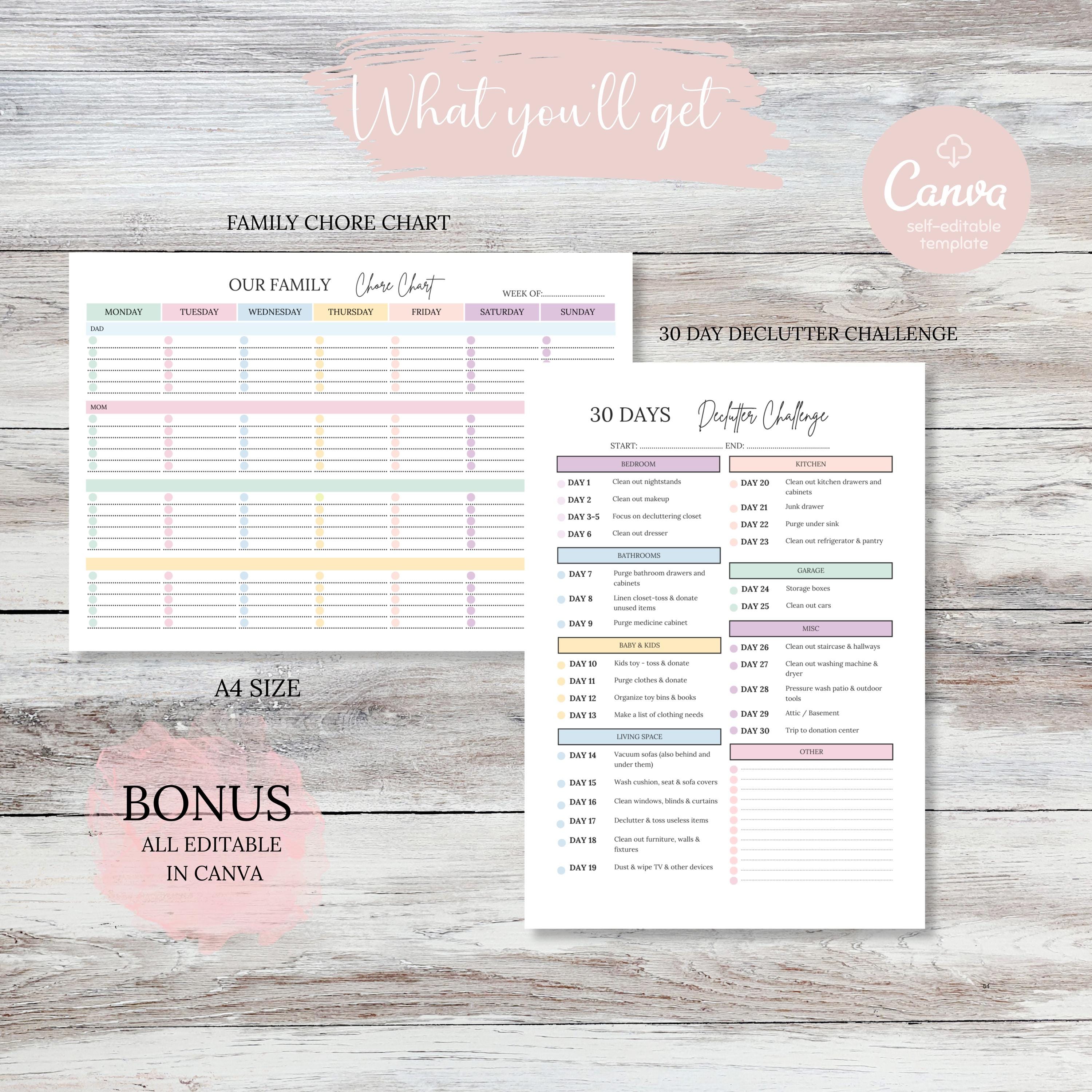 Editable Cleaning Schedule Checklist, Declutter Checklist, ADHD ...