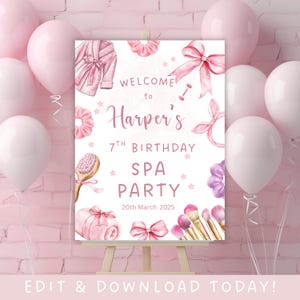 Spa Party Welcome Sign, Pamper Party Decor, Girls Birthday Sign, Spa ...