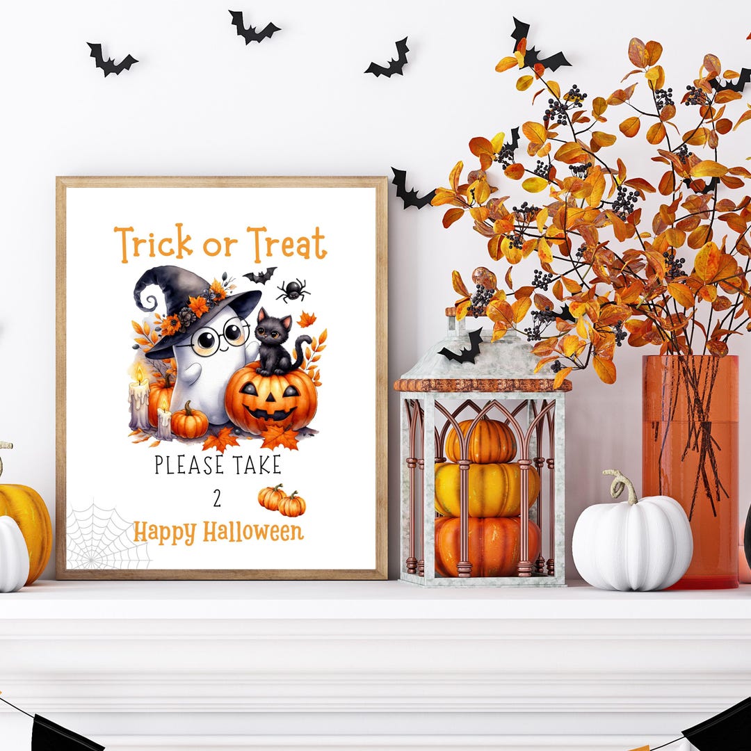 Trick or Treat Sign Template, Printable Trick or Treaters Sign, Please ...