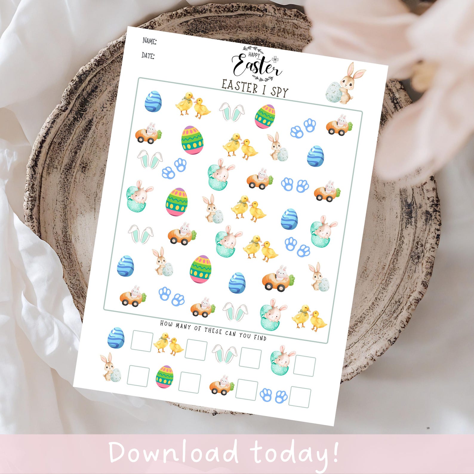 Easter I Spy Game for Kids, Printable Easter Activity Sheets, Printable ...
