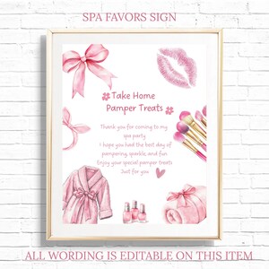 Editable Spa Party Signs Bundle, Pink Spa Party Collection, Pamper ...