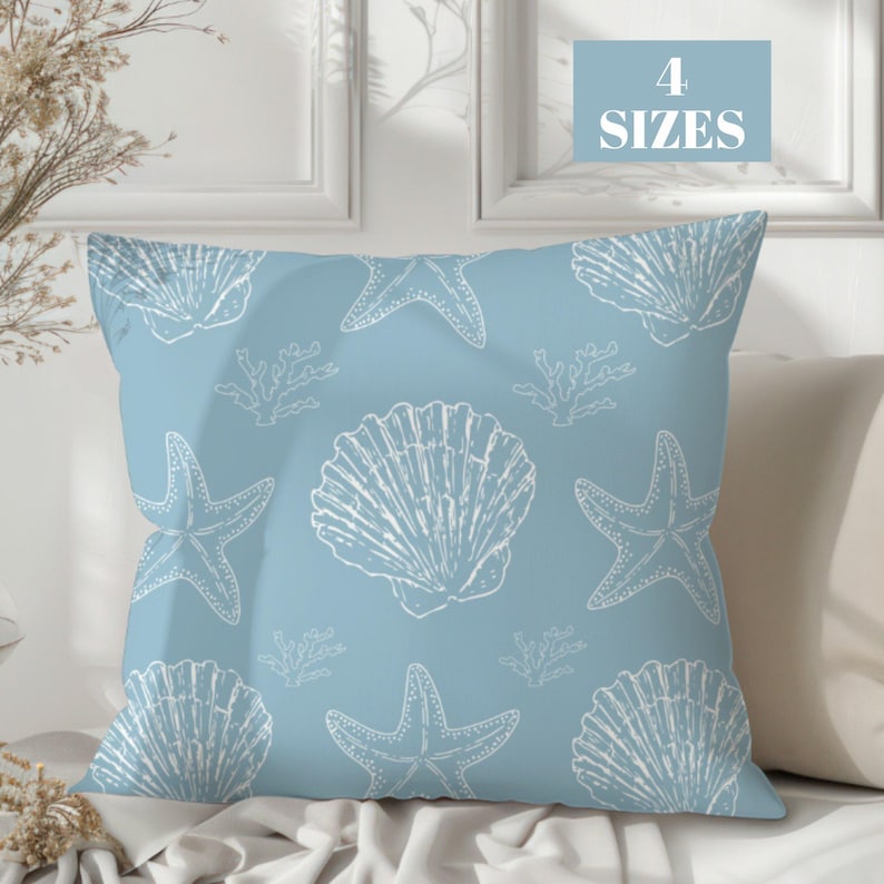 Seashell Pillow Case Coastal Home Decor Beach House Throw Pillow Cover ...