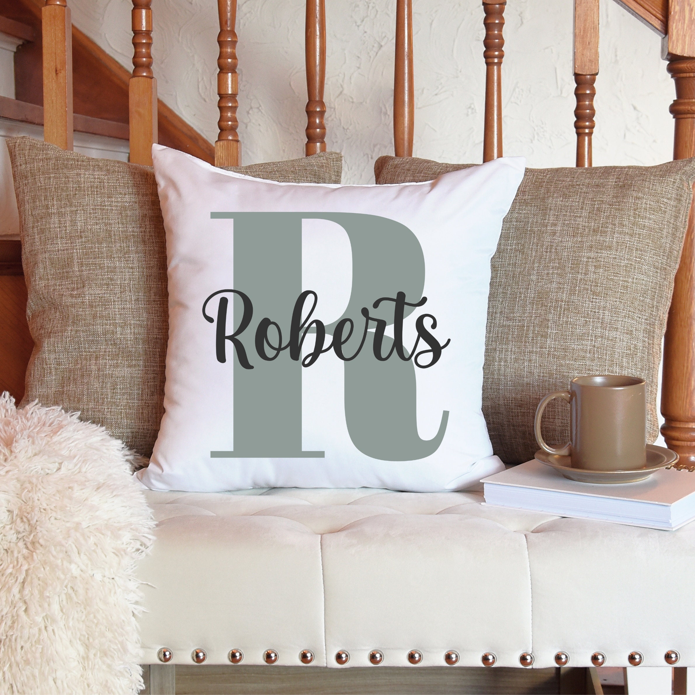 Personalized Initial and Name Throw Pillows, Customized With Names ...