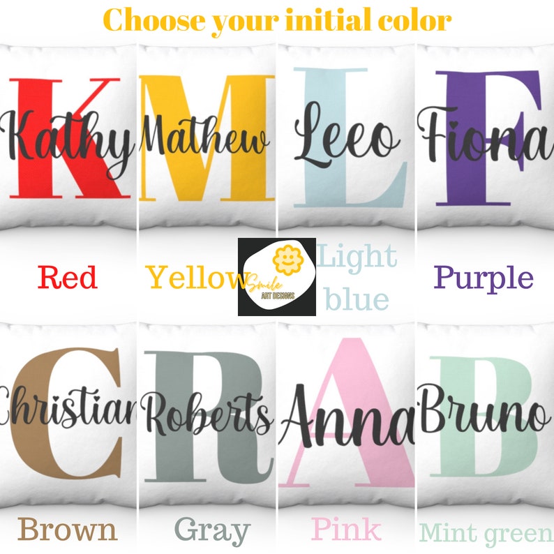 Personalized Initial and Name Throw Pillows, Customized With Names ...